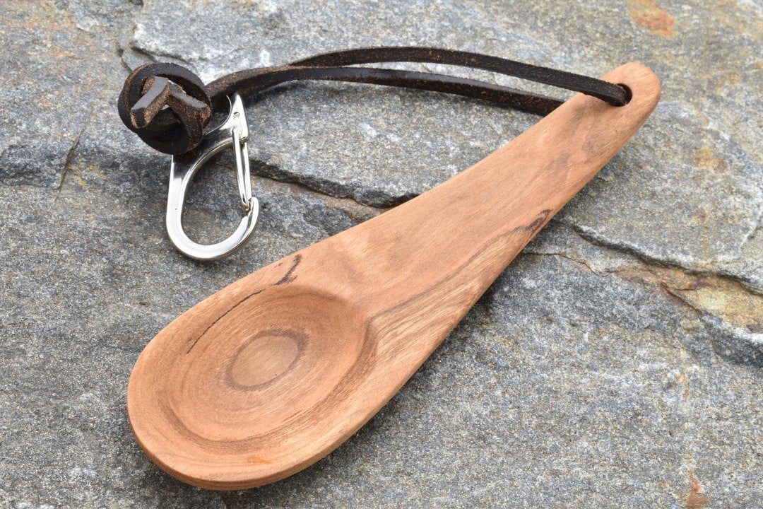 Wooden Nordic Style Camping Spoon, Hand Carved, With Lanyard, Holds 1.5 ...