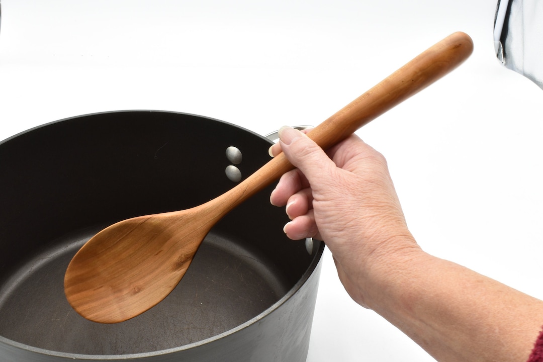 Cooking and Sauce Spoon, 12-inch Hand Carved Utility Spoon, Iconic ...