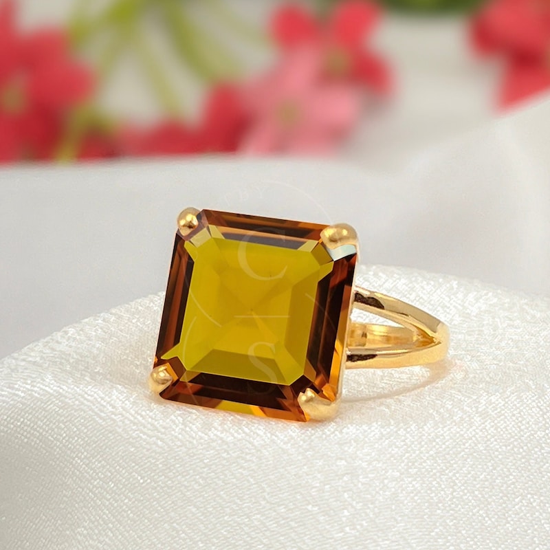 Yellow Stone Ring - Etsy