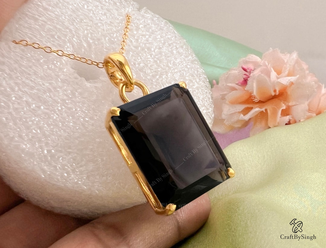Large Smoky Quartz Pendant Necklace, 14k Gold Fill or Sterling Silver ...