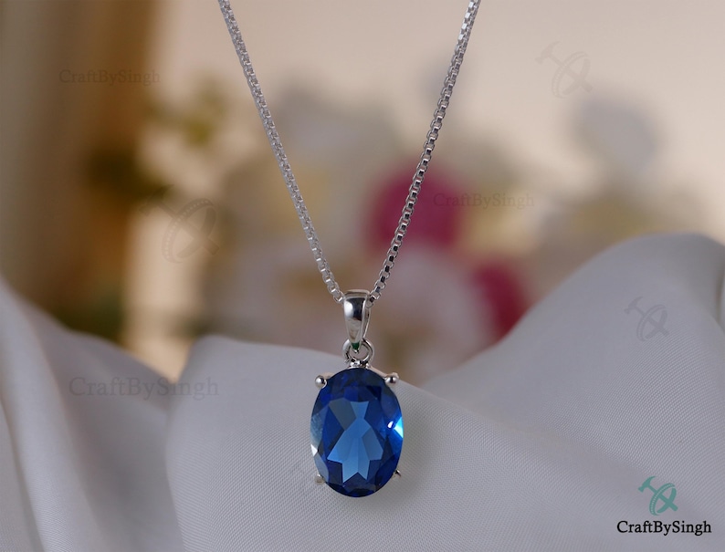 Statement Blue Sapphire Oval Cut Pendant Necklace, 10 X 14 Oval Prong ...