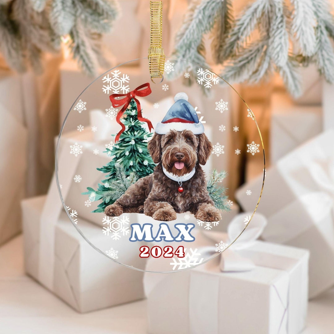 Personalized Chocolate Brown Goldendoodle Christmas Ornament, Dogs ...
