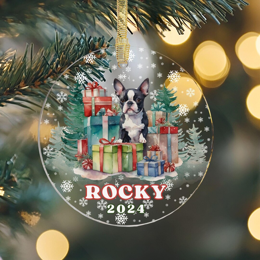 Custom Boston Terrier Ornament, Dogs First Christmas Ornament, Boston ...