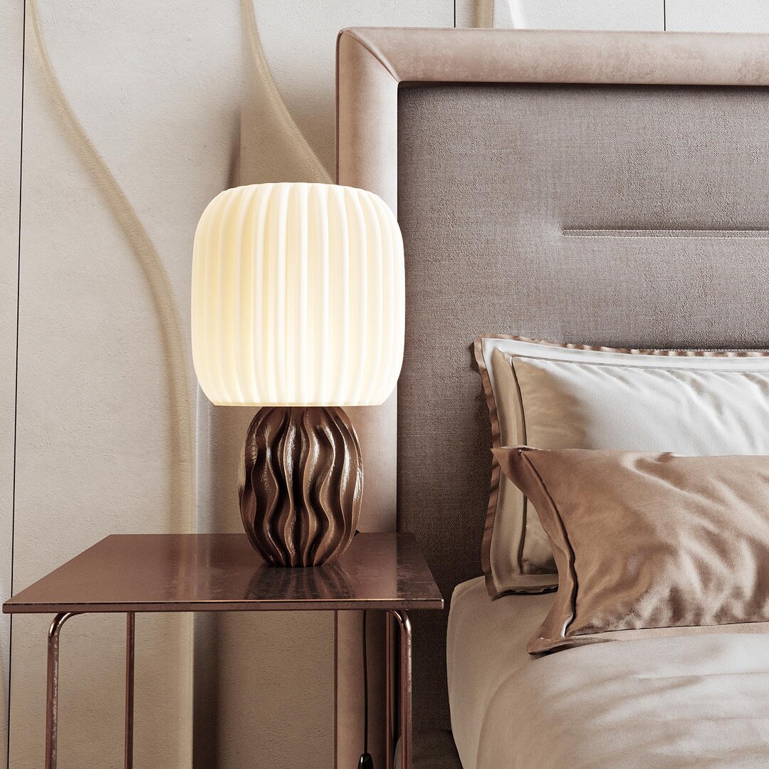 Wave Touch Lamp – Stylish Wooden Table Lamp With Wavy Base - Etsy