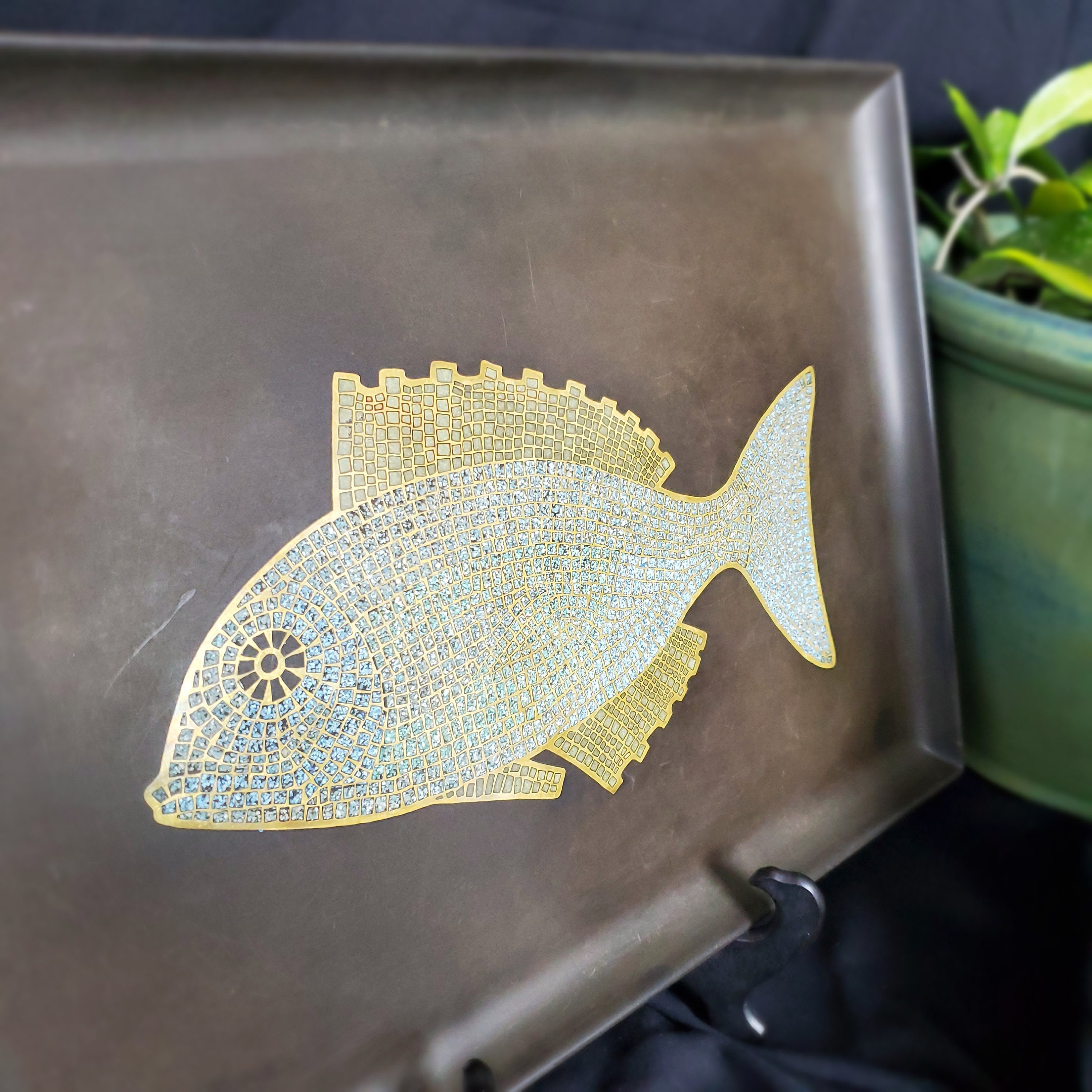Vintage Couroc of Monterey Mosaic Fish Design Tray - Etsy