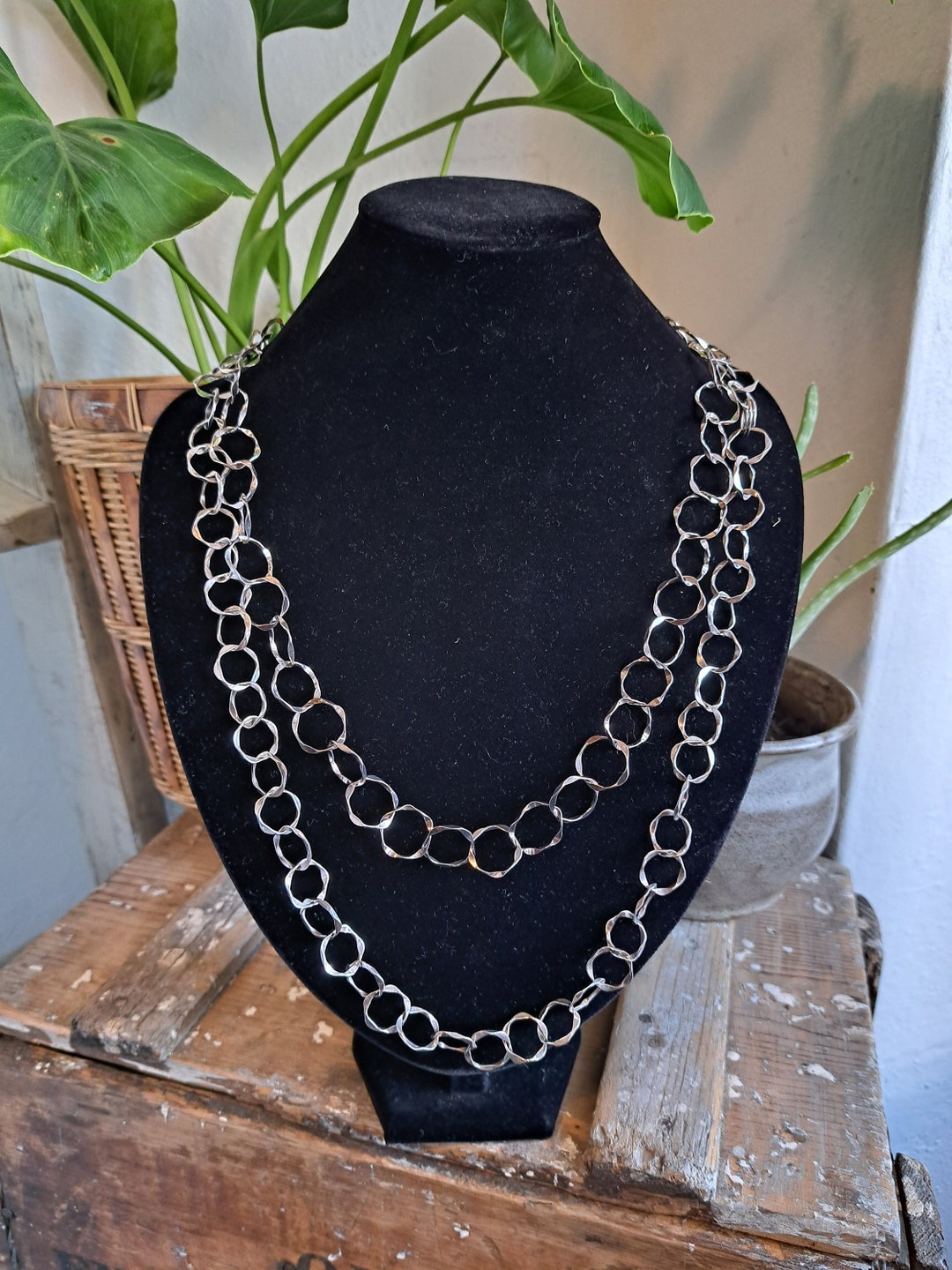 Vintage MCM 1960s Sterling Silver Loop Chain Bracelet - Etsy