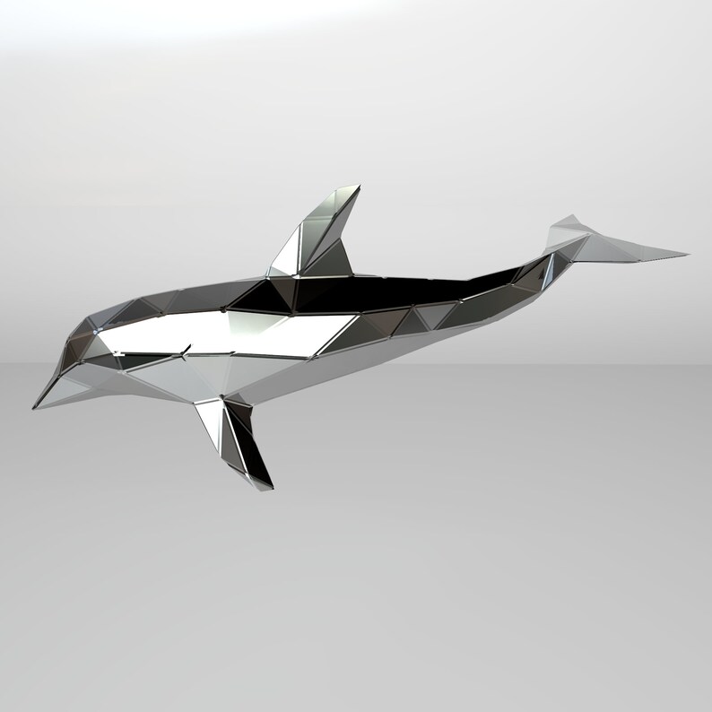 Template Diy for Metal Sculpture – Pattern of Dolphin Low Poly Model in ...