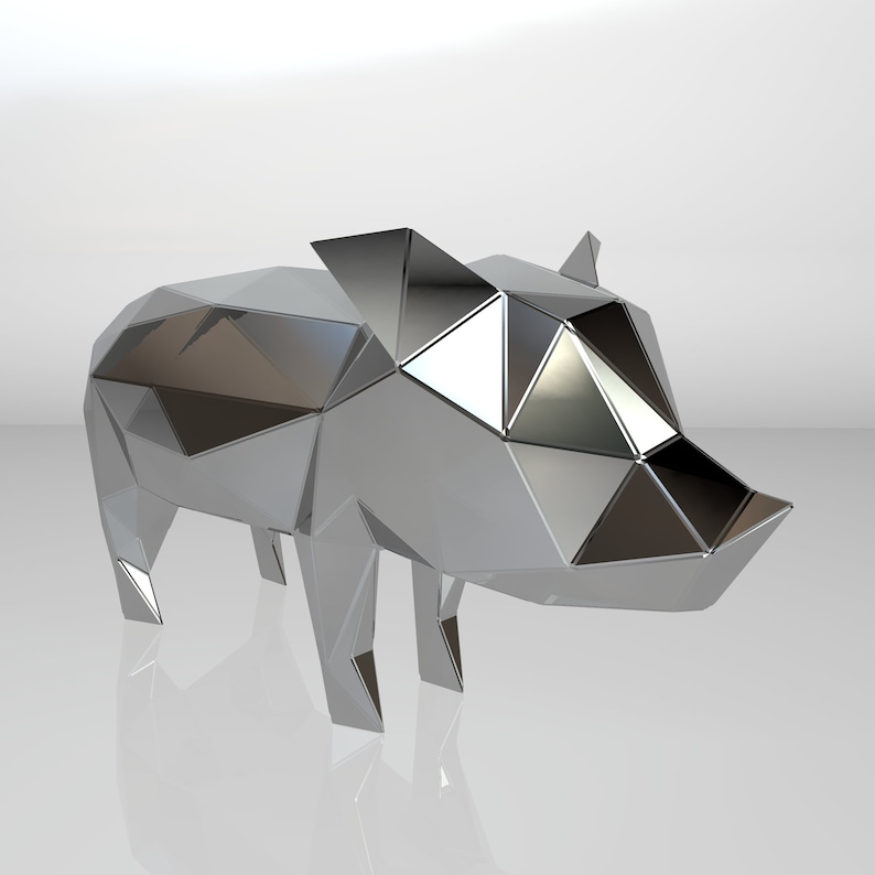 Template Diy for Metal Sculpture – Pattern of a Pig Low Poly Model DXF ...