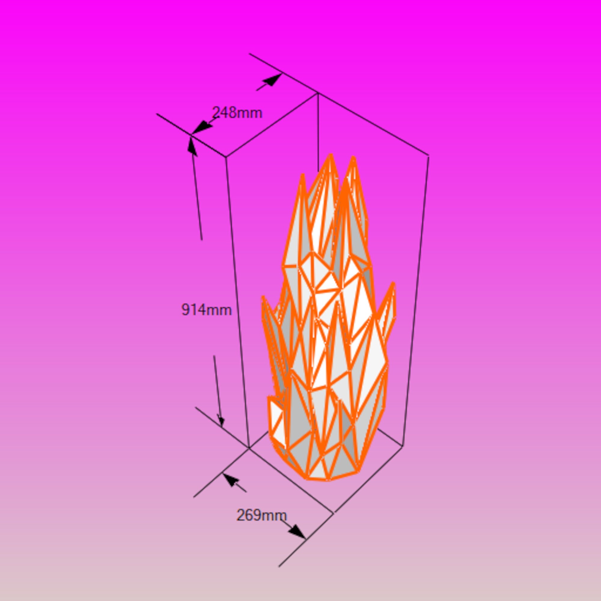 Template Diy for Metal Sculpture Pattern of a Flame Low Poly Model in ...