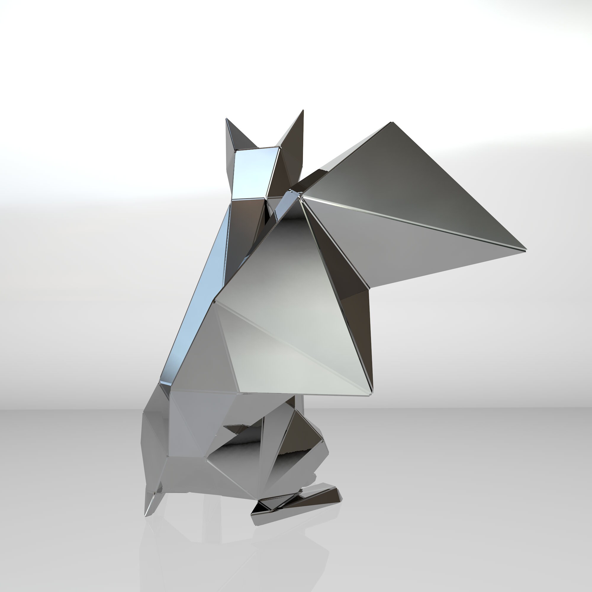 Template Diy for Metal Sculpture Pattern of Fox Low Poly Model in DXF ...