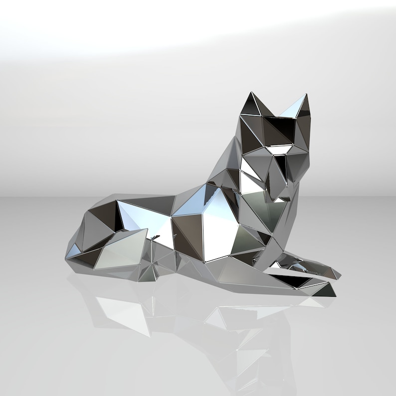 Template Diy for Metal Sculpture – Pattern of Wolf Low Poly Model in ...