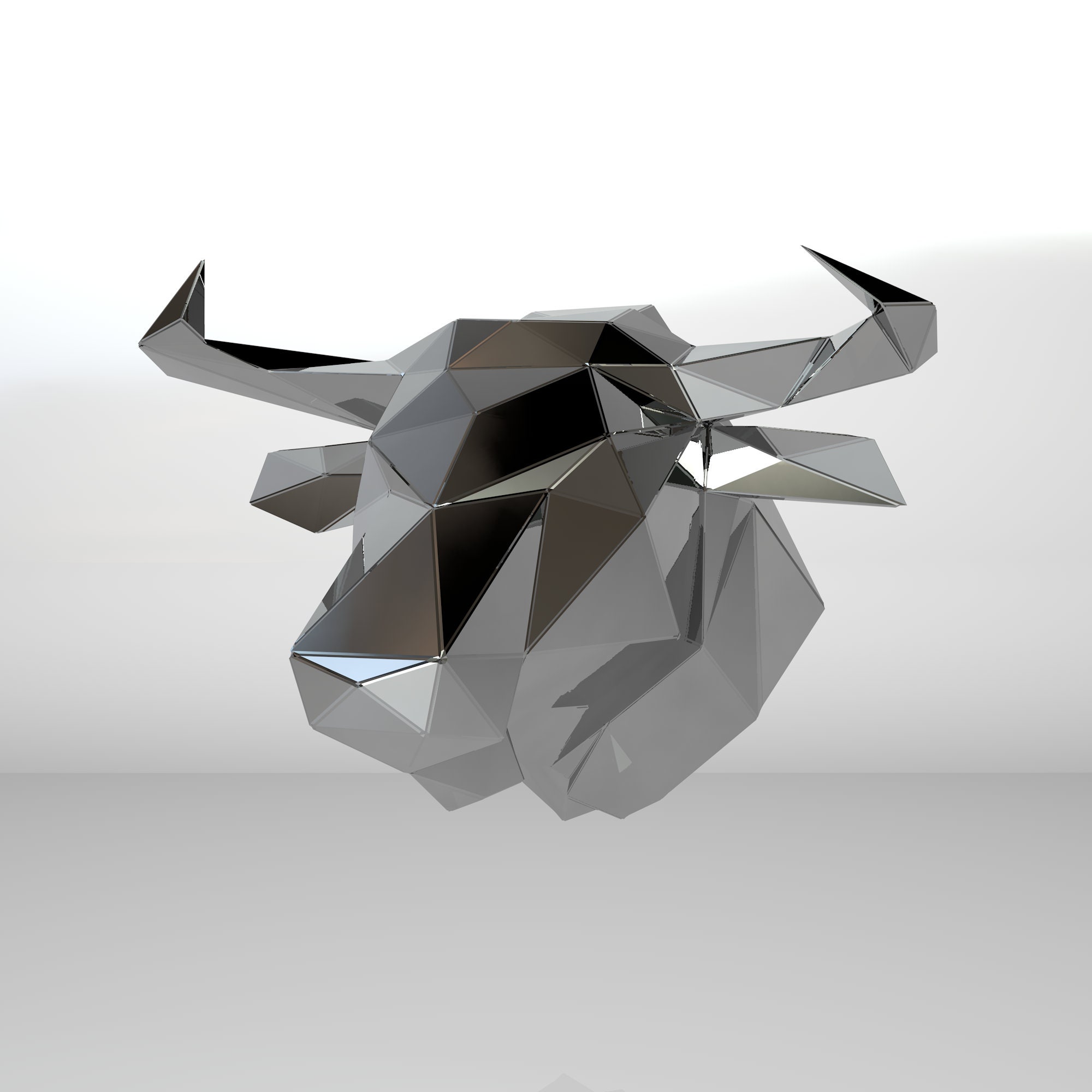 Template Diy for Metal Sculpture Pattern of Bull Low Poly Model in DXF ...