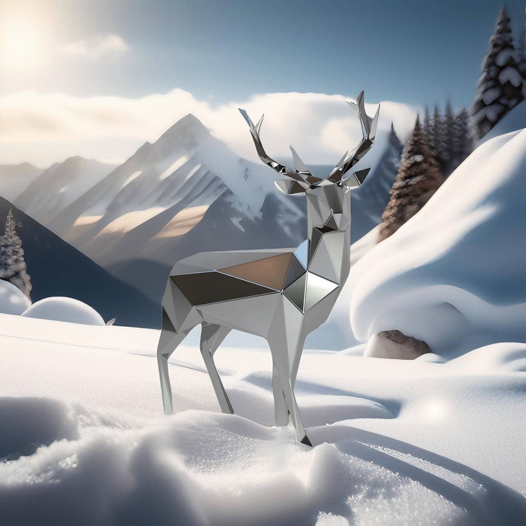 Template Diy for Metal Sculpture – Pattern of Reno Low Poly Model in ...