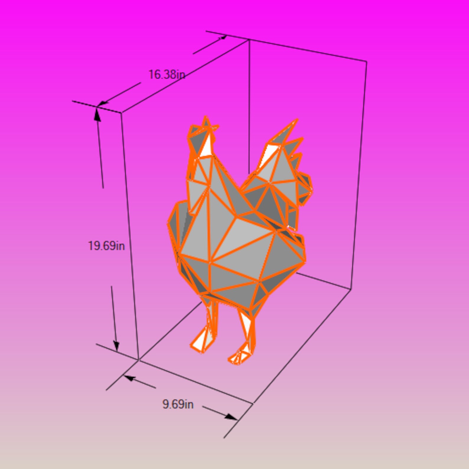 Template Diy for Metal Sculpture – Pattern of Rooster Model Low Poly in ...