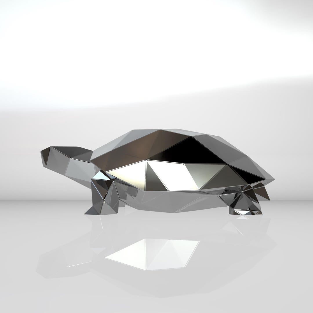 Template Diy for Metal Sculpture – Pattern of Turtle Low Poly Model DXF ...