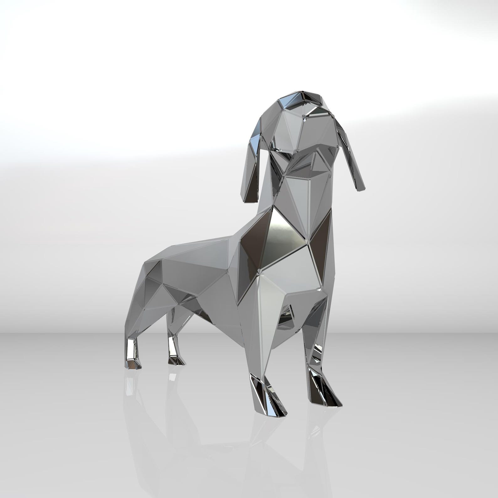 Template Diy for Metal Sculpture – Pattern of Dachshund Dog Low Poly ...