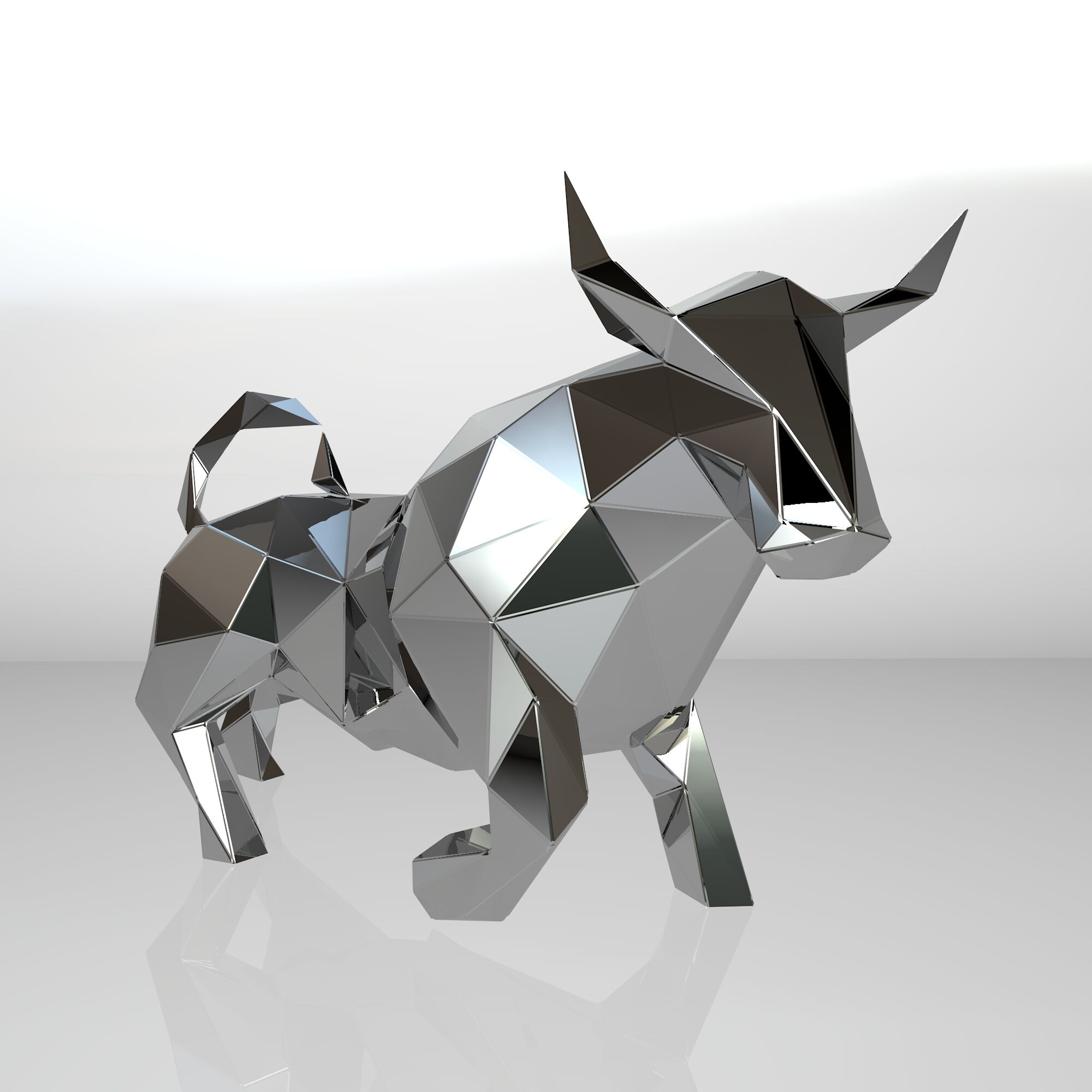 Template Diy for Metal Sculpture Pattern of Bull Low Poly Model in DXF ...