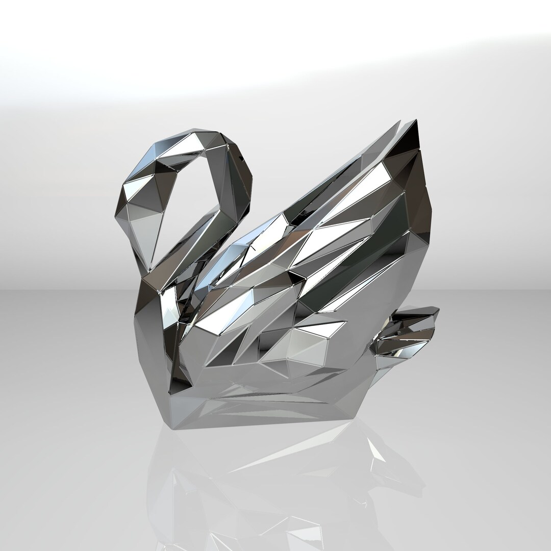 Template Diy for Metal Sculpture – Pattern of Swan Low Poly Model in ...