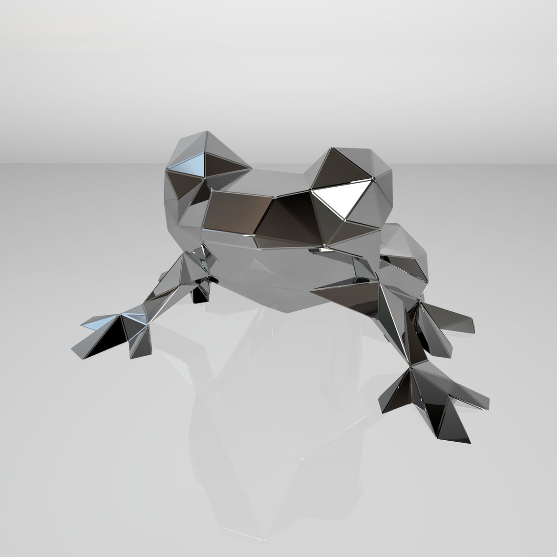 Template Diy for Metal Sculpture Pattern of a Frog Low Poly Model in ...