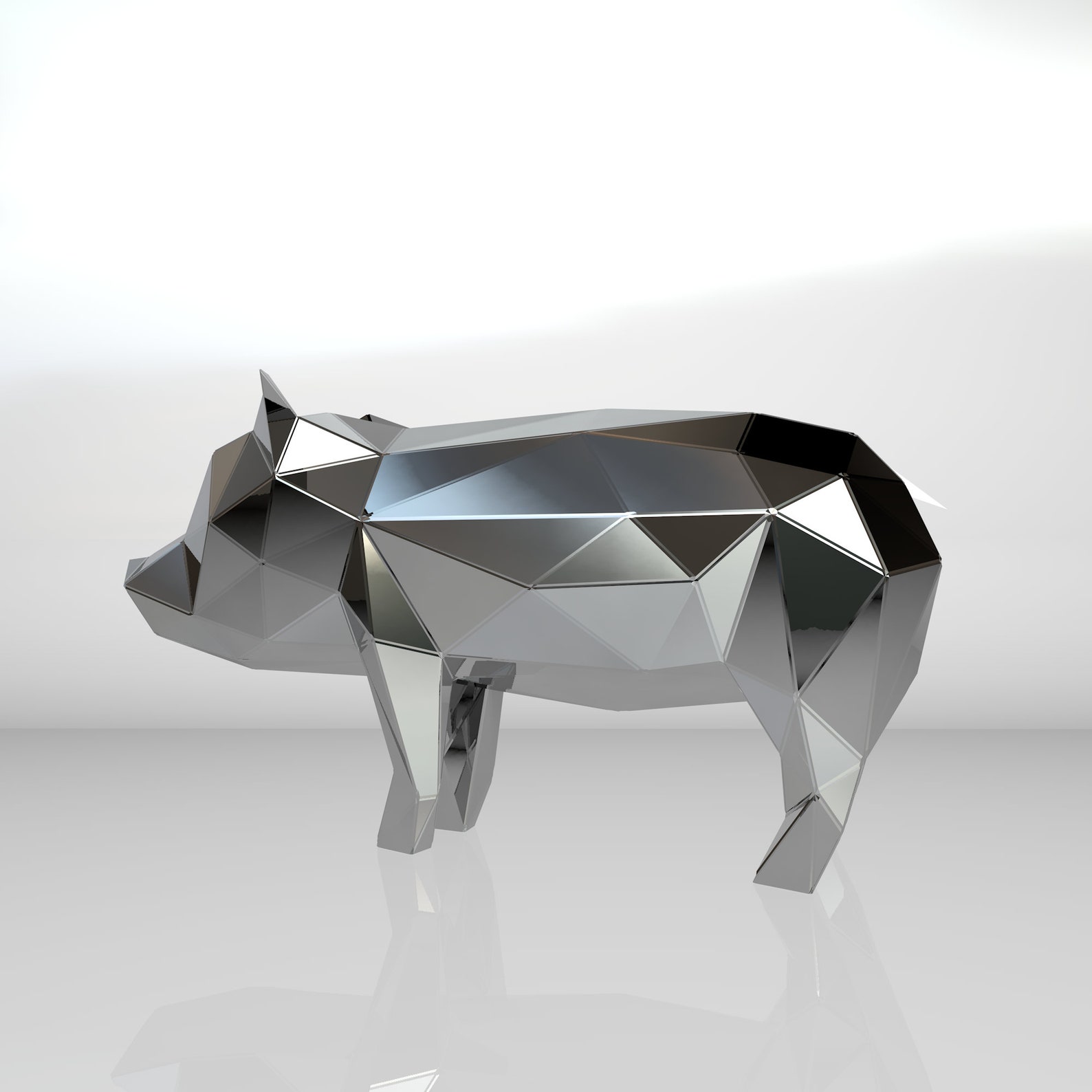 Template Diy for Metal Sculpture – Pattern of a Pig Low Poly Model DXF ...