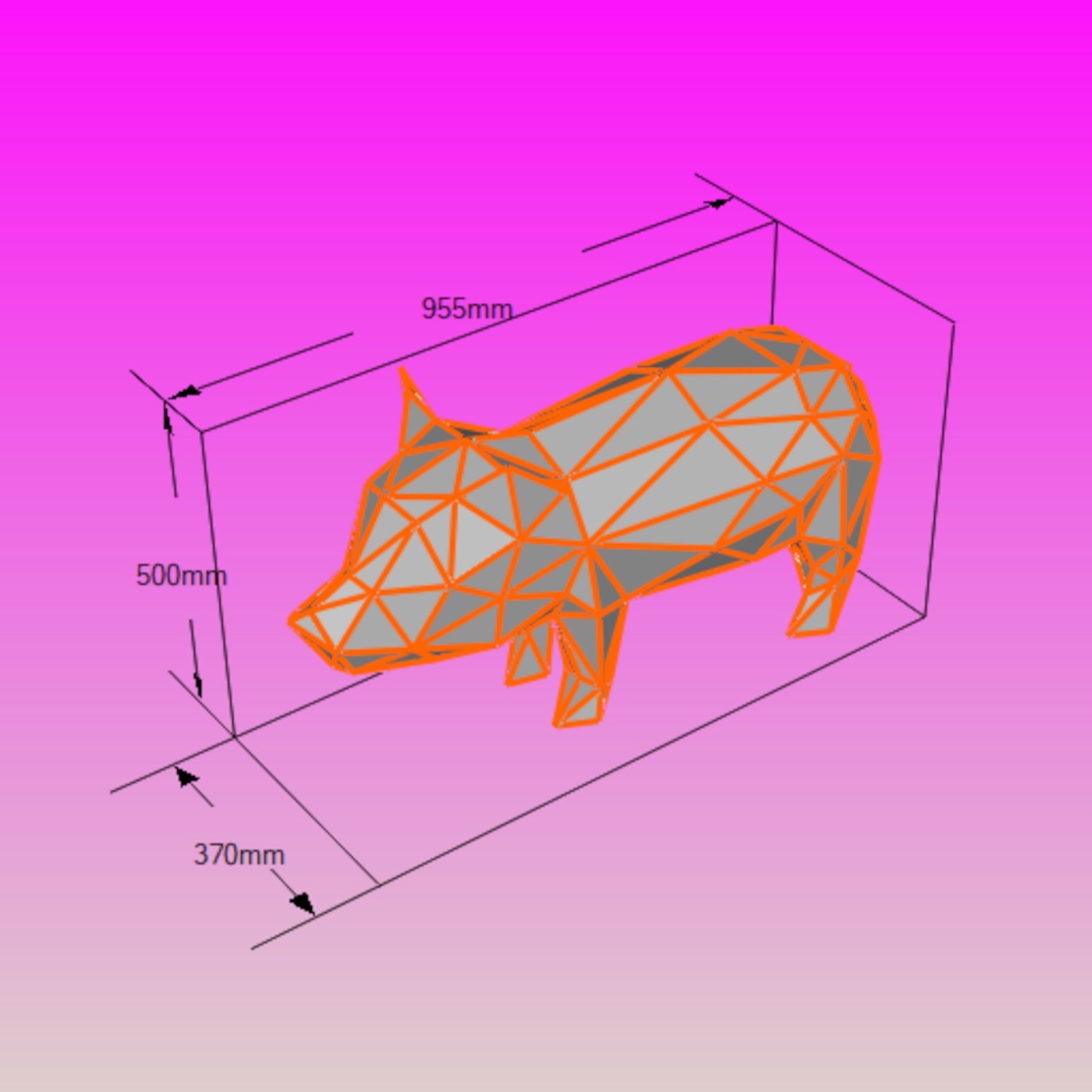 Template Diy for Metal Sculpture – Pattern of a Pig Low Poly Model DXF ...