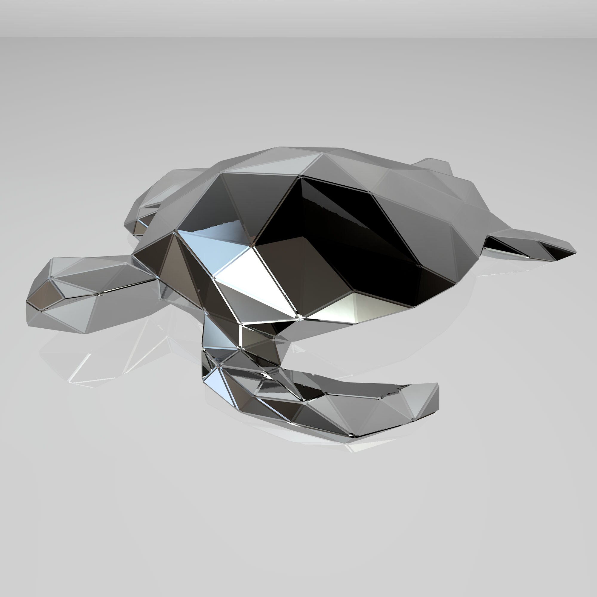 Template Diy for Metal Sculpture Pattern Sea Turtle Low Poly Model DXF ...