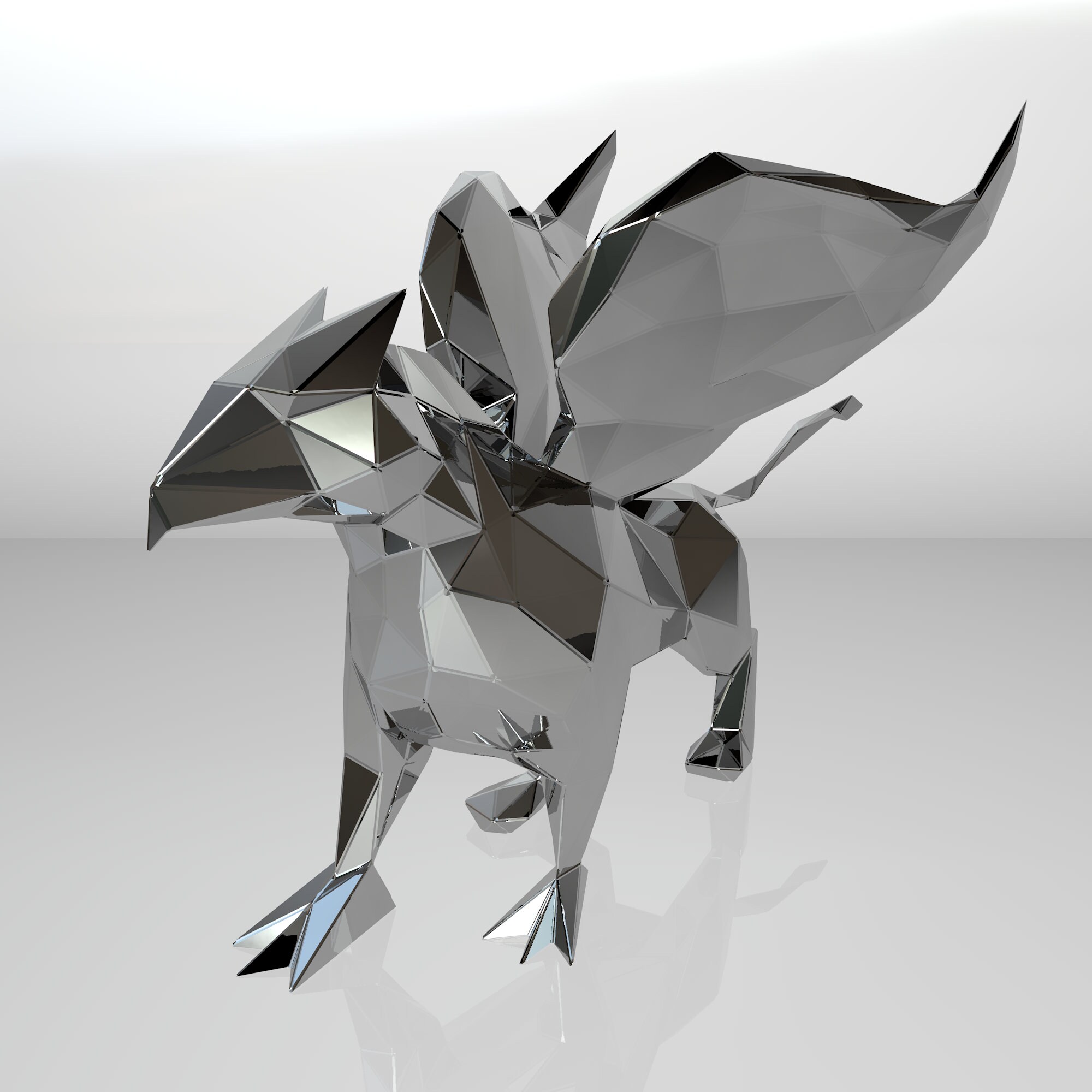 Template Diy for Metal Sculpture Pattern of a Griffon Low Poly Model ...