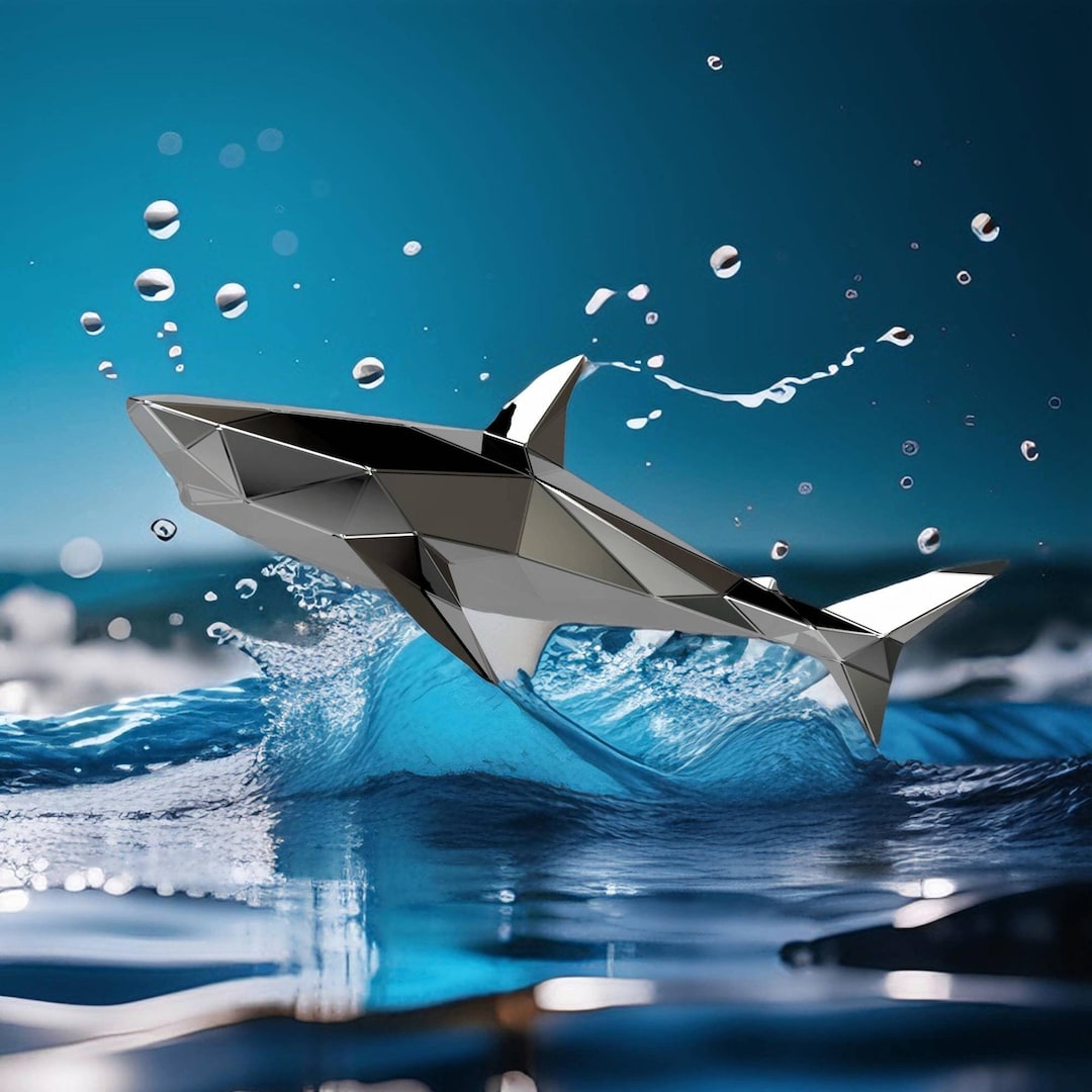Template Diy for Metal Sculpture – Pattern of Shark Low Poly Model in ...