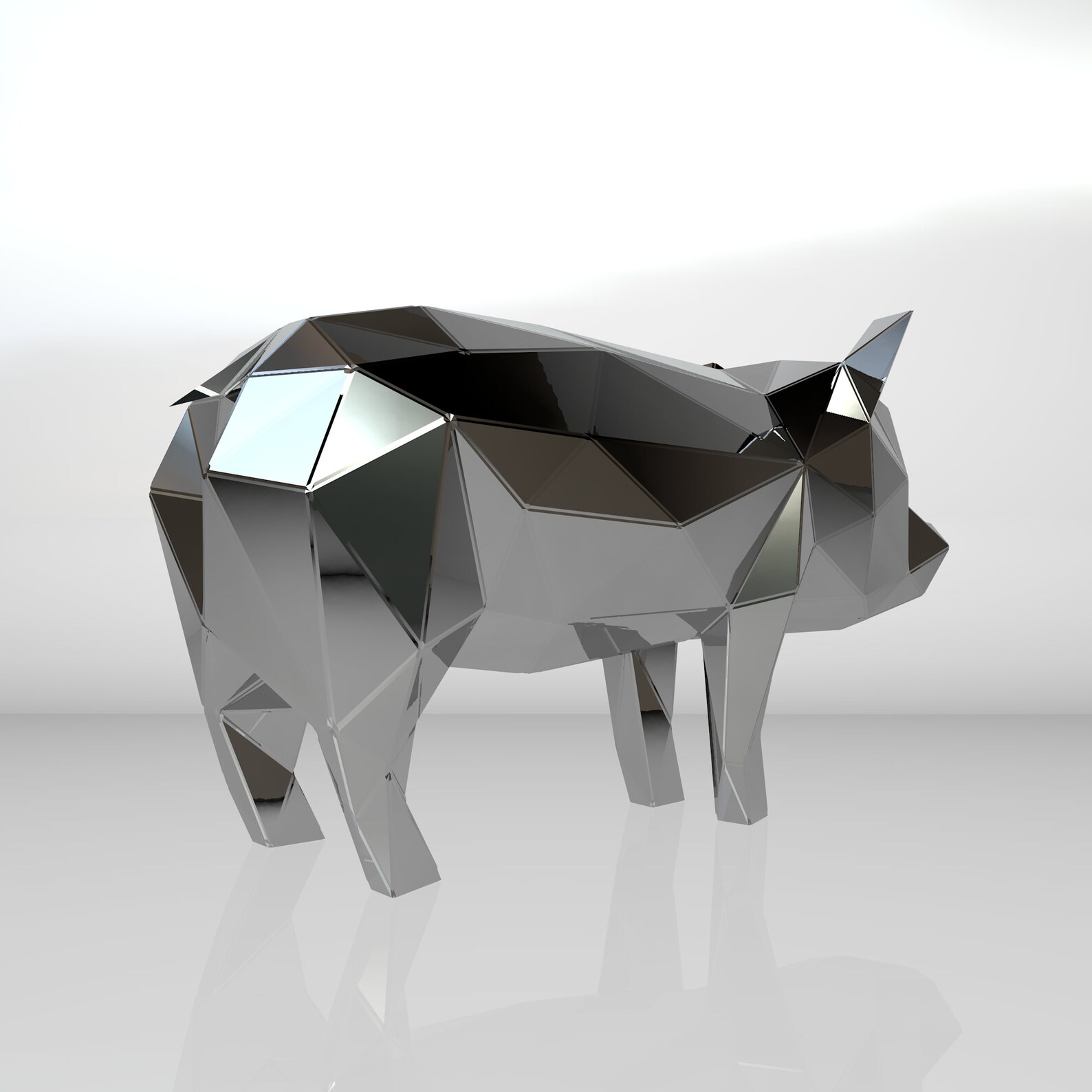 Template Diy for Metal Sculpture – Pattern of a Pig Low Poly Model DXF ...