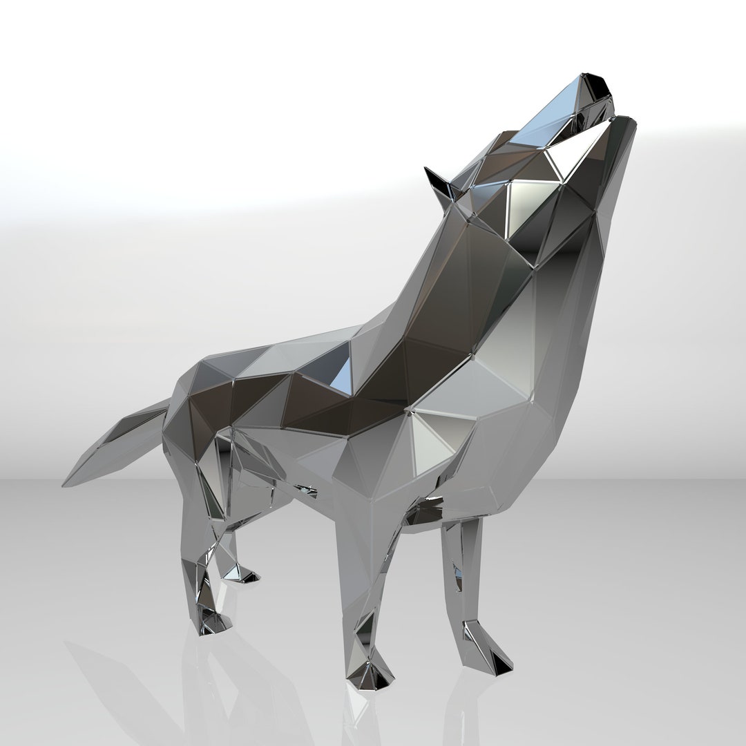Template Diy for Metal Sculpture – Pattern of Animal Wolf Low Poly ...