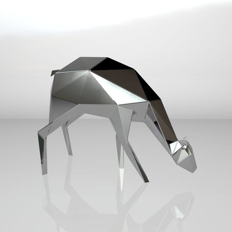 Template Diy for Metal Sculpture – Pattern of Deer Low Poly Model in ...