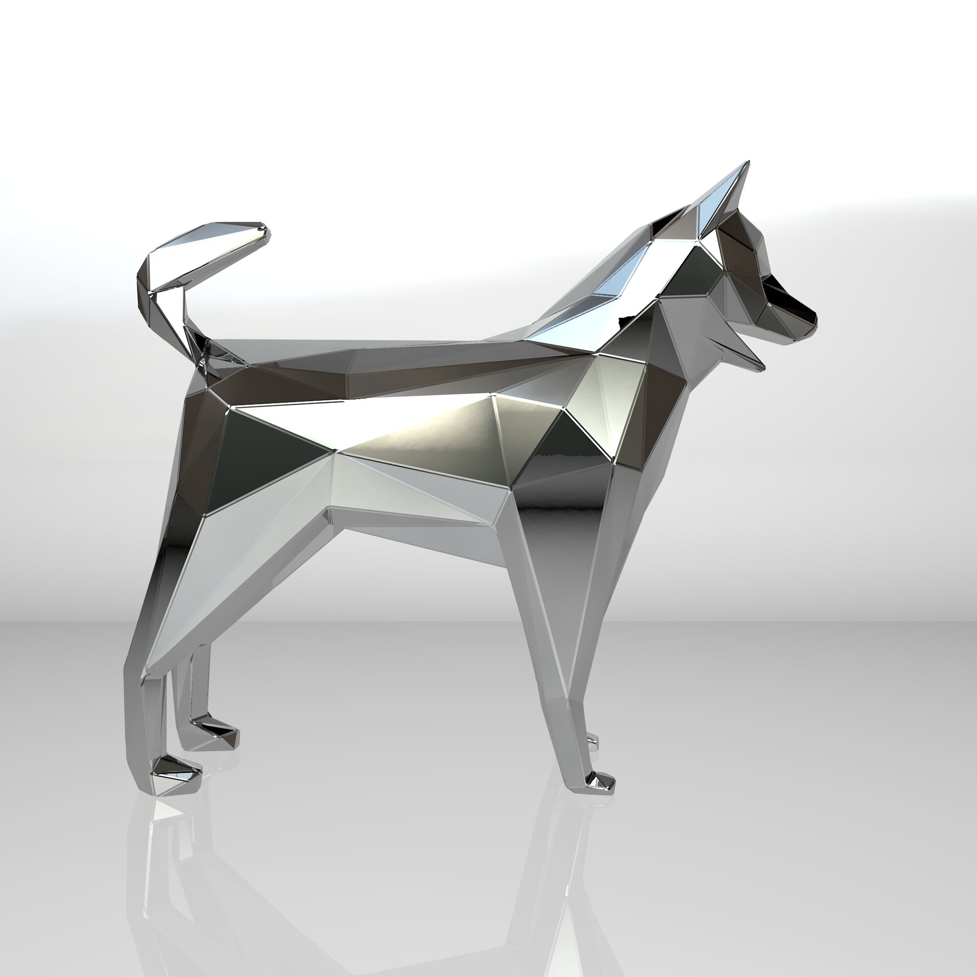 Template Diy for Metal Sculpture Pattern of Siberian Husky Dog Low Poly ...