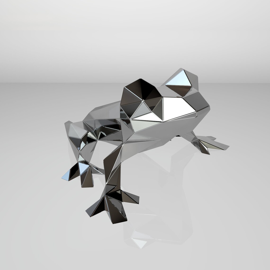 Template Diy for Metal Sculpture Pattern of a Frog Low Poly Model in ...