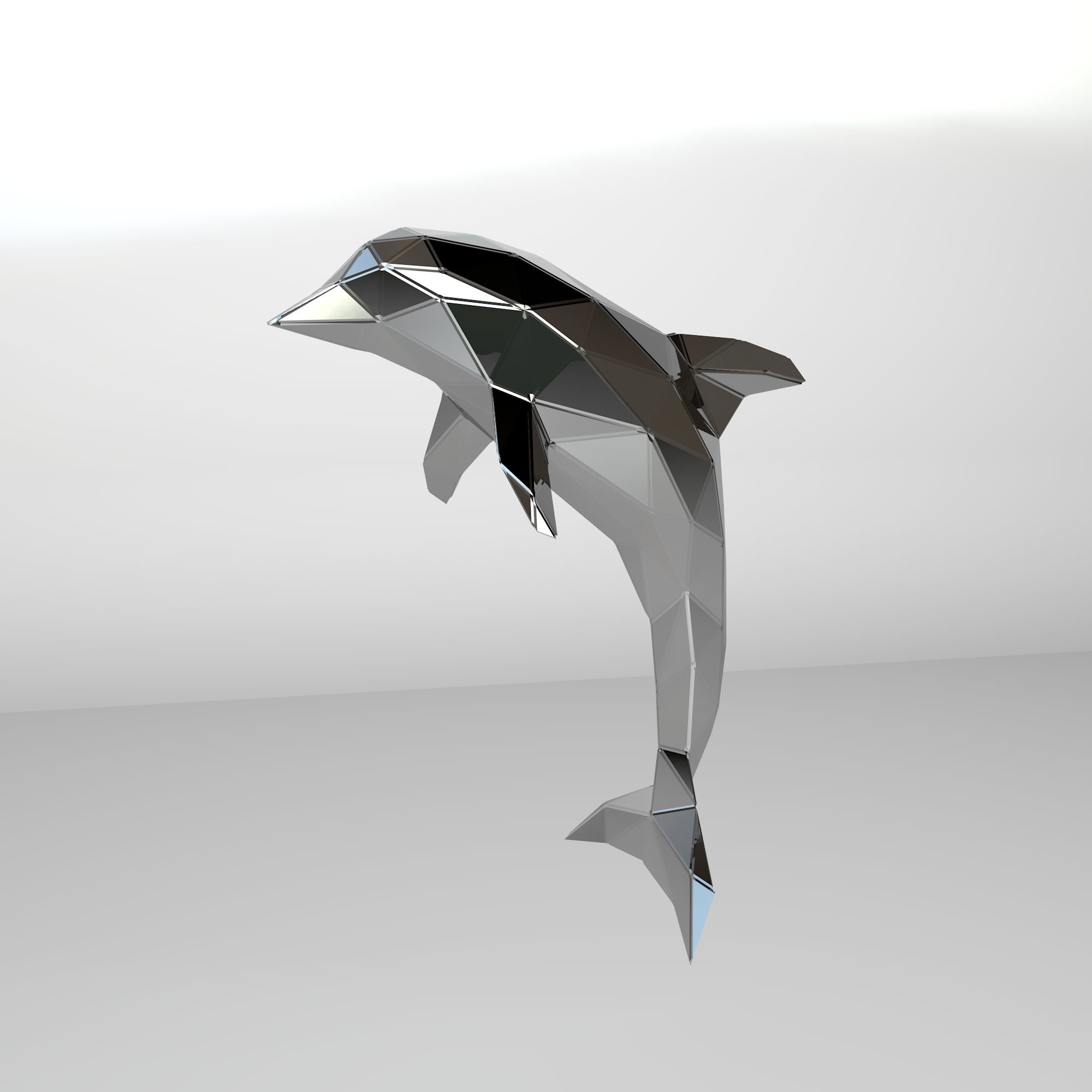 Template Diy for Metal Sculpture – Pattern of Dolphin Low Poly Model in ...