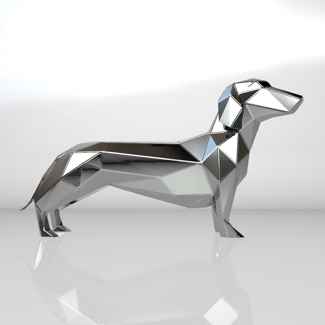 Template Diy for Metal Sculpture – Pattern of Dachshund Dog Low Poly ...