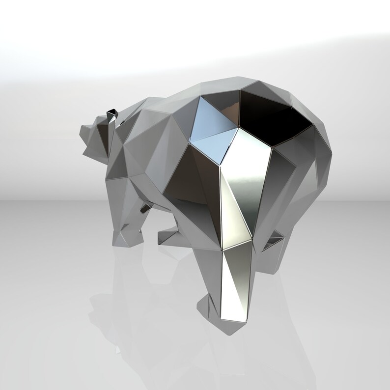 Template Diy for Metal Sculpture – Pattern of Grizzly Bear Low Poly ...