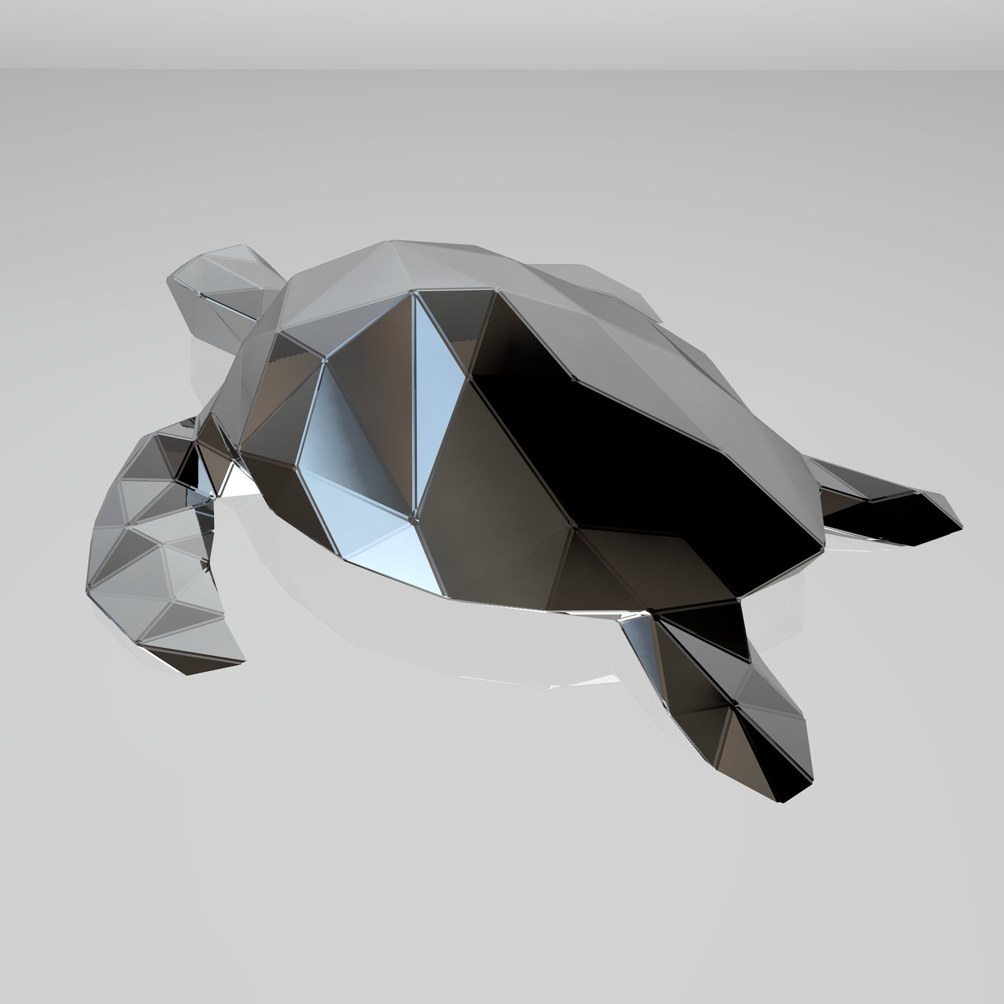 Template Diy for Metal Sculpture Pattern Sea Turtle Low Poly Model DXF ...