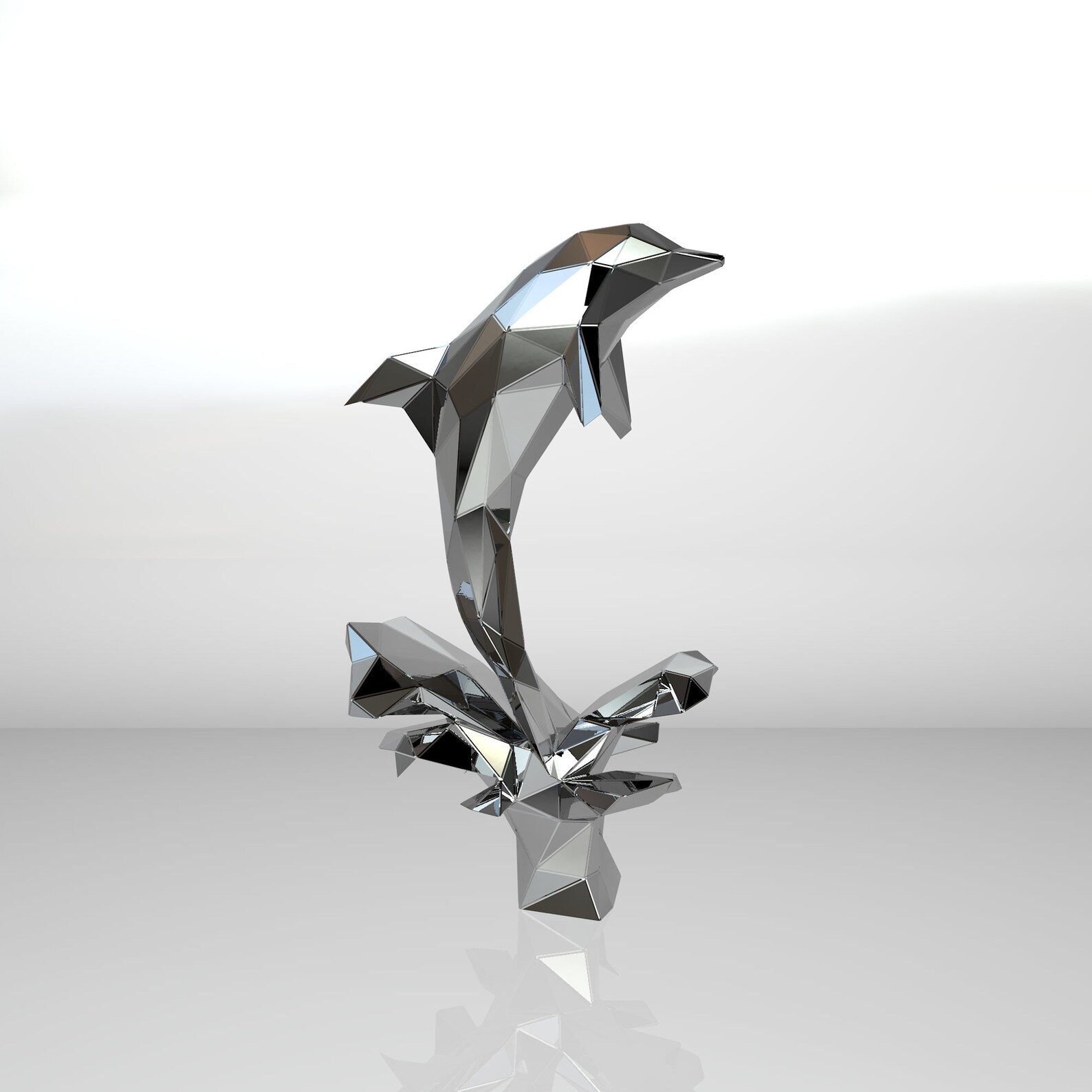 Template Diy for Metal Sculpture Pattern of Dolphin Low Poly Model DXF ...