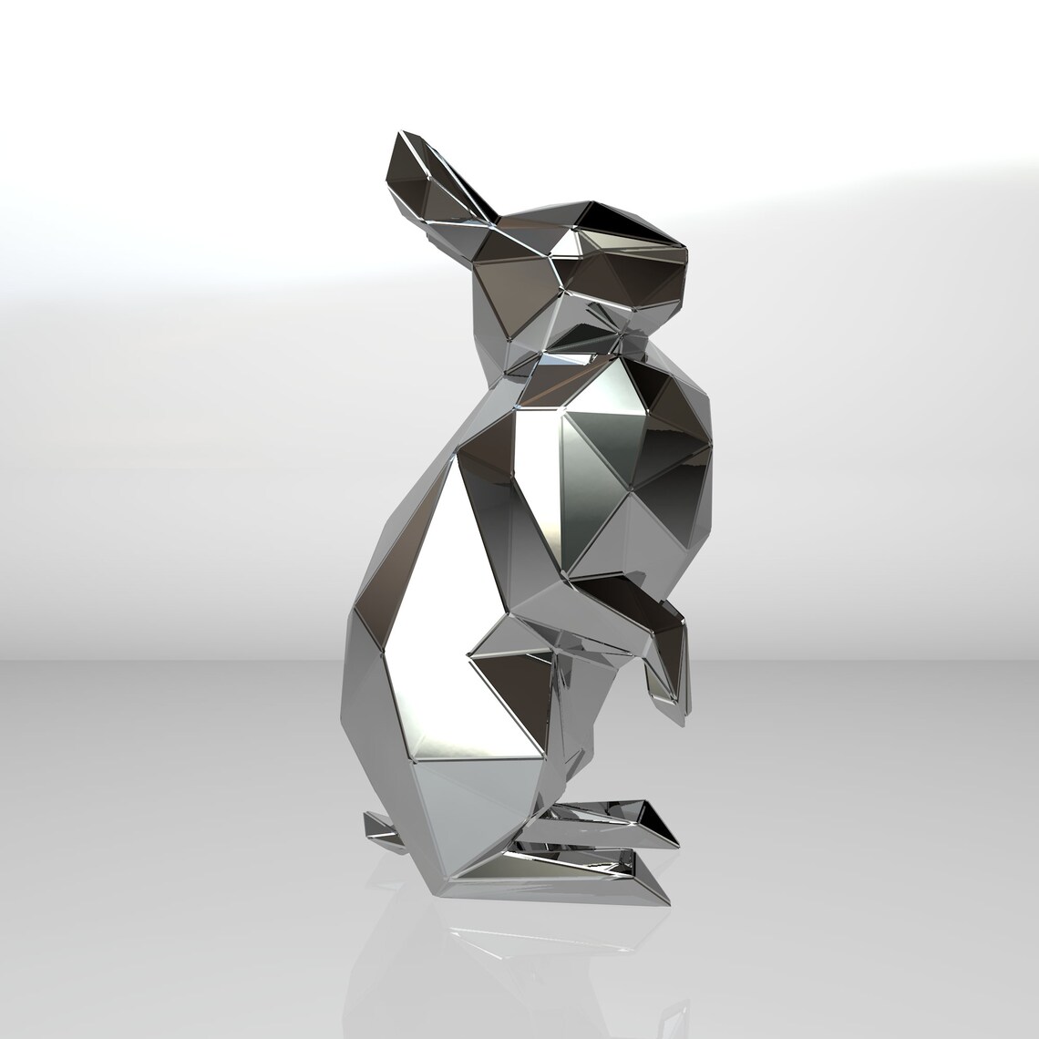 Template Diy for Metal Sculpture – Pattern of Bunny Low Poly Model DXF ...