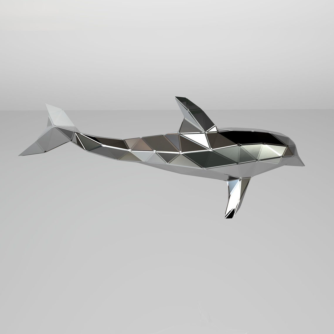 Template Diy for Metal Sculpture Pattern of Dolphin Low Poly Model in ...