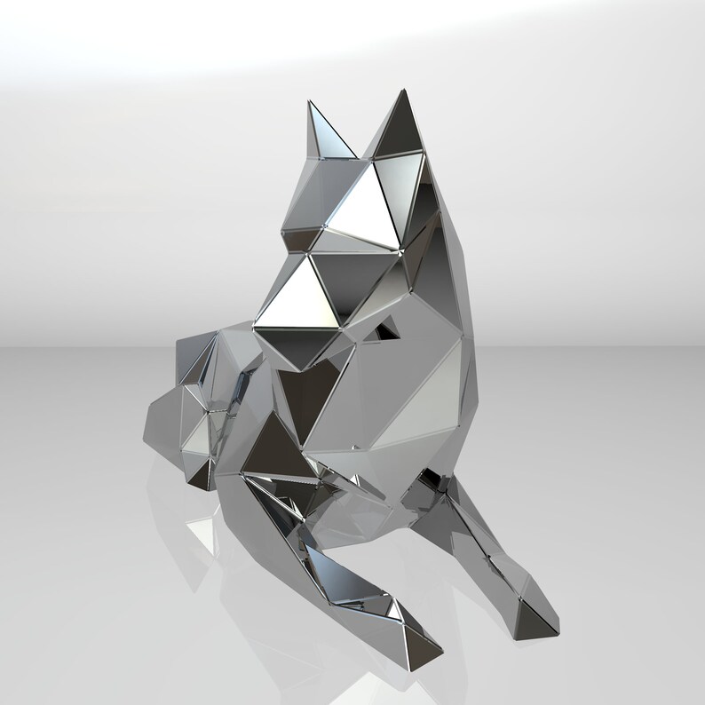 Template Diy for Metal Sculpture – Pattern of Wolf Low Poly Model in ...