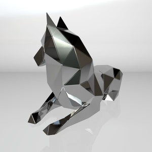 Template Diy for Metal Sculpture – Pattern of Wolf Low Poly Model in ...
