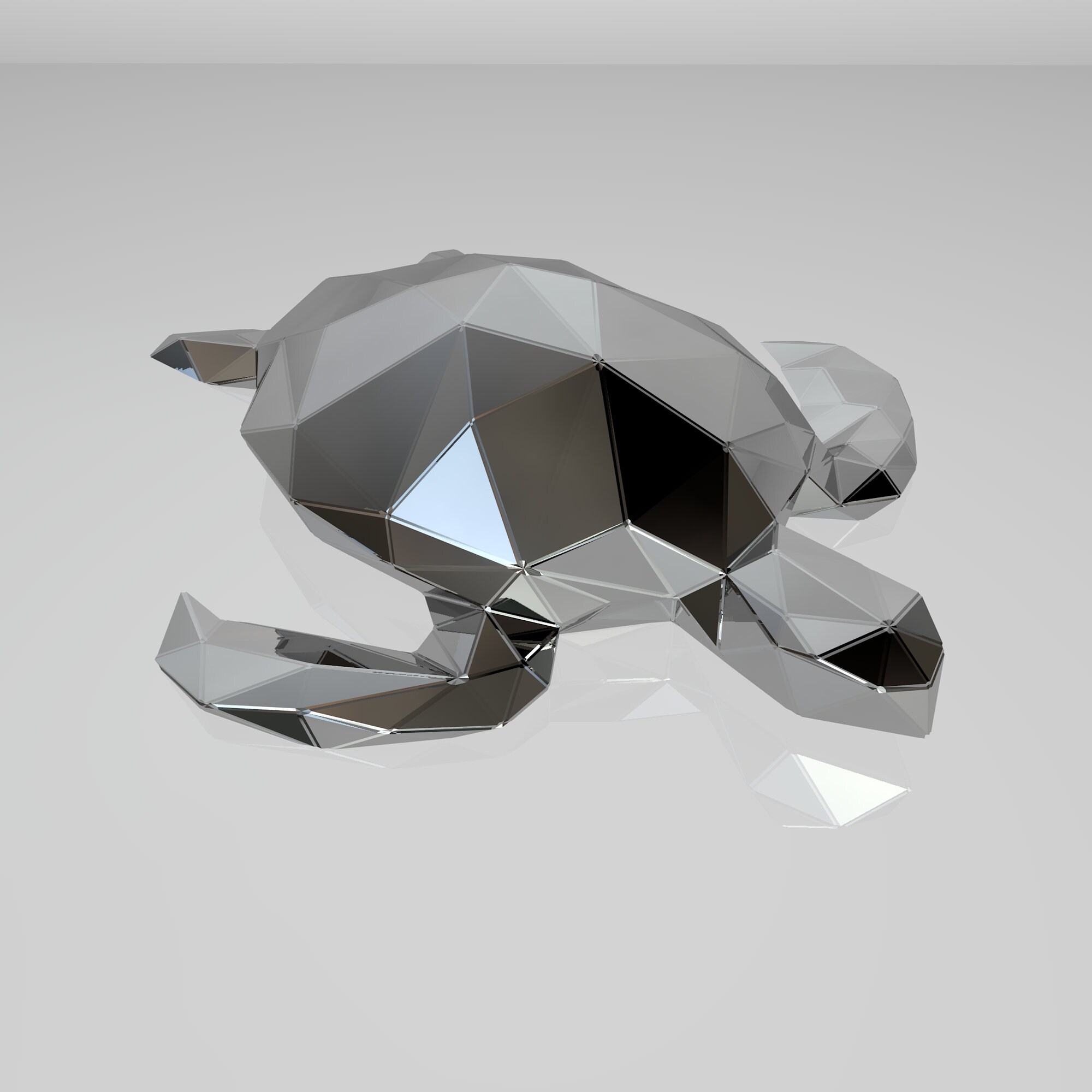 Template Diy for Metal Sculpture Pattern Sea Turtle Low Poly Model DXF ...