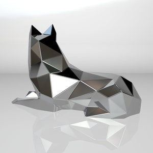 Template Diy for Metal Sculpture – Pattern of Wolf Low Poly Model in ...