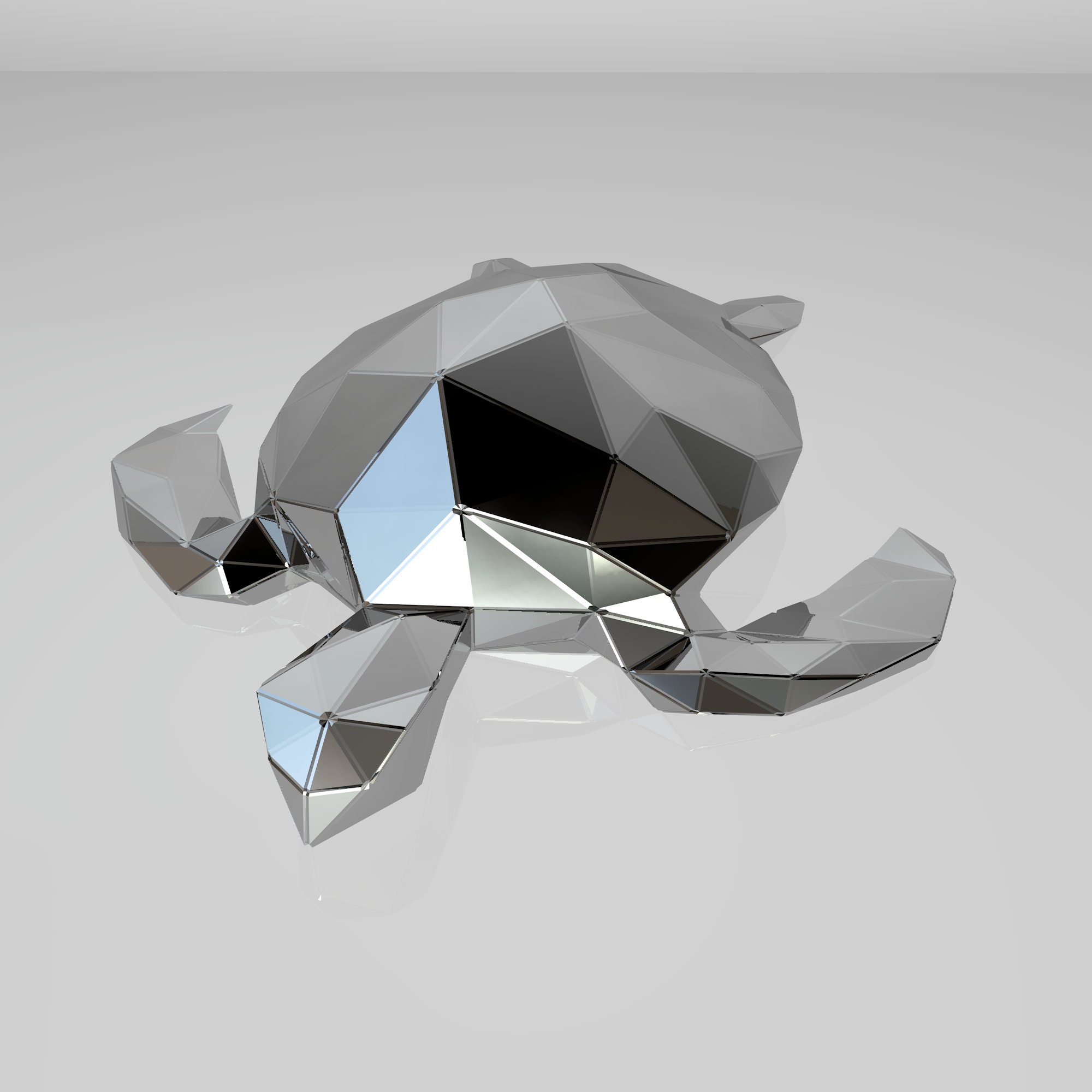 Template Diy for Metal Sculpture Pattern Sea Turtle Low Poly Model DXF ...