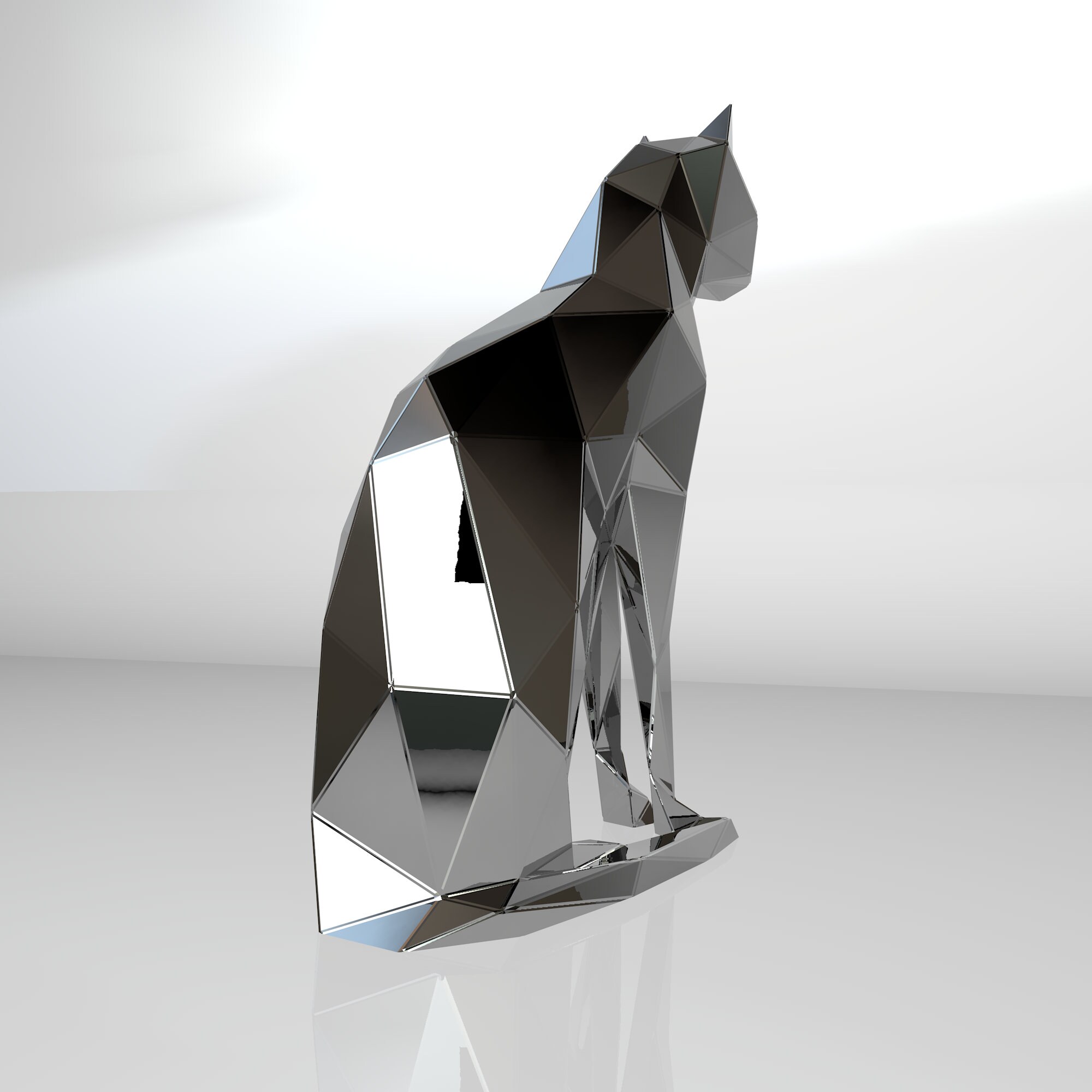 Plantilla diy para escultura en metal Patrón de gato modelo low poly en ...