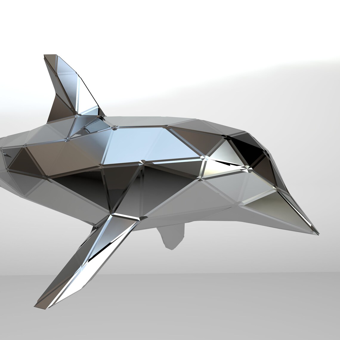 Template Diy for Metal Sculpture Pattern of Dolphin Low Poly Model in ...