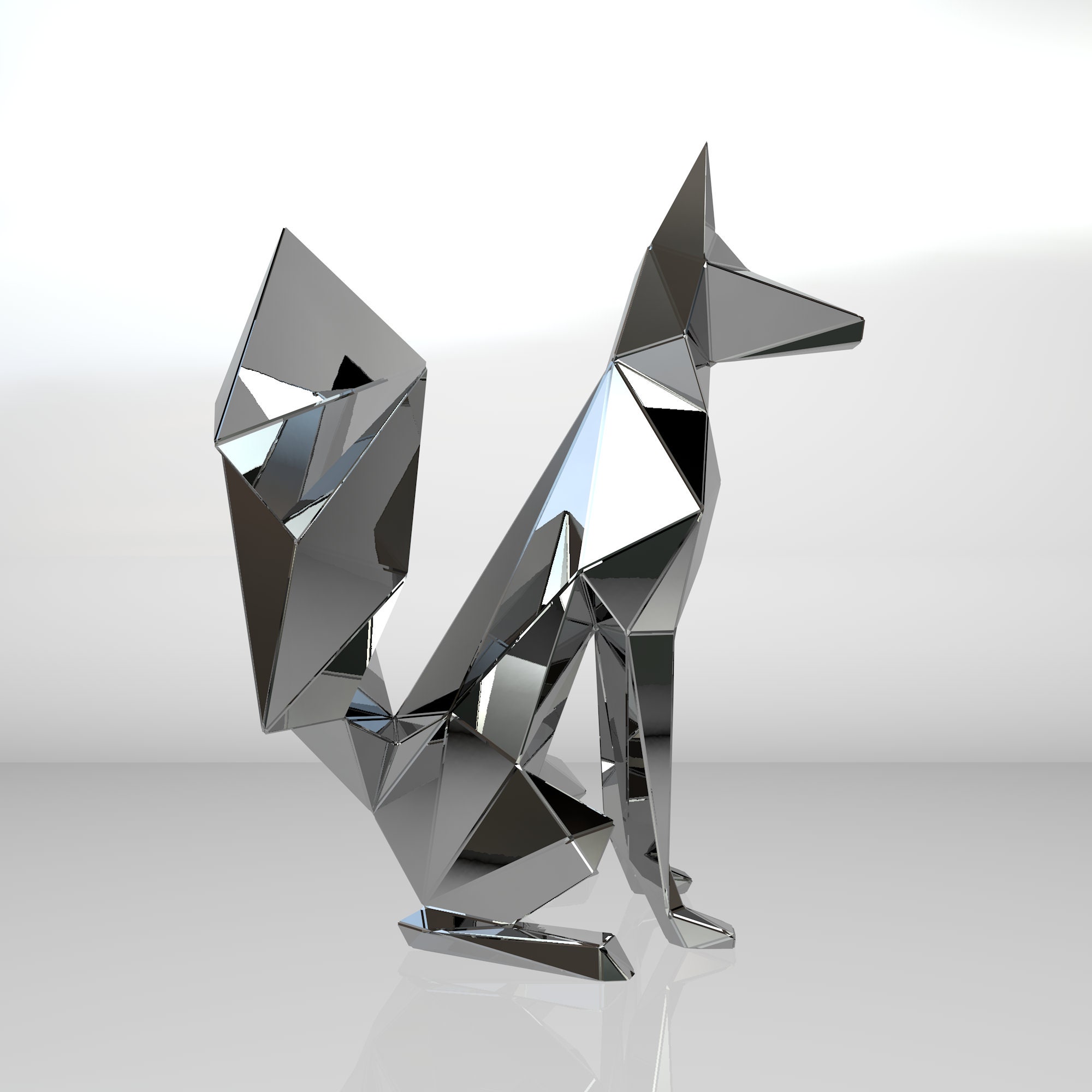 Template Diy for Metal Sculpture Pattern of Fox Low Poly Model in DXF ...