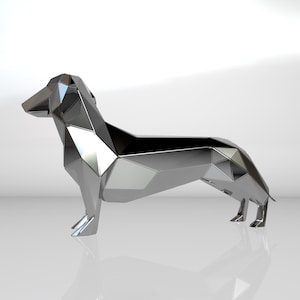 Template Diy for Metal Sculpture – Pattern of Dachshund Dog Low Poly ...