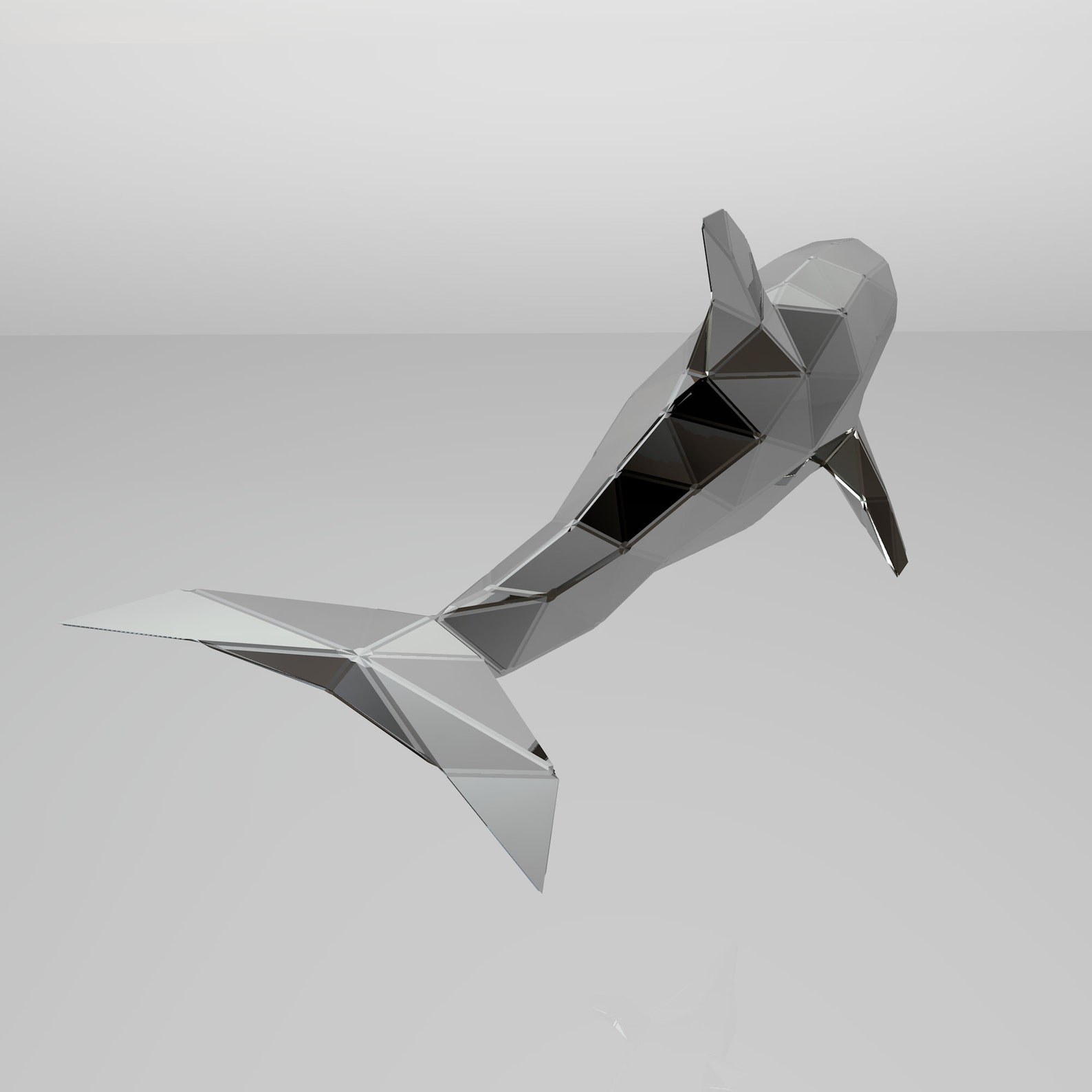 Template Diy for Metal Sculpture Pattern of Dolphin Low Poly Model in ...